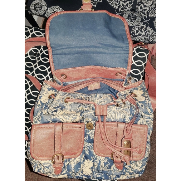 Chaps | Bags | Chaps Floral Leather Backpack Purse Hobo Bag | Poshmark